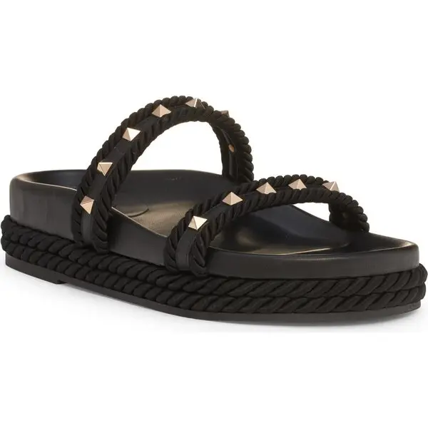 Valentino Garavani Rockstud Platform Slide Sandal - Nero