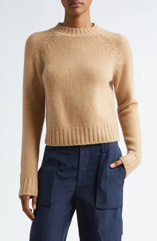 Vince Raglan Sleeve Cashmere Sweater Saddle Editorialist