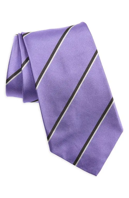 Ralph Lauren Super Repp Stripe Neck Tie - Lavender/ Black