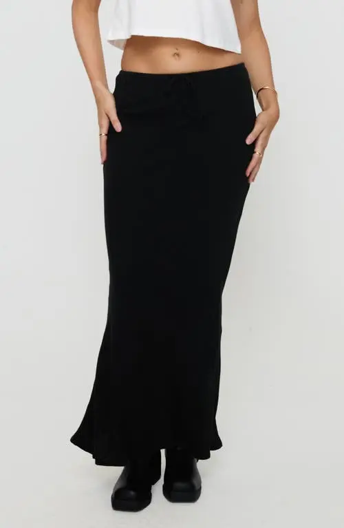 Princess Polly Mercer Linen Blend Maxi Skirt - Black