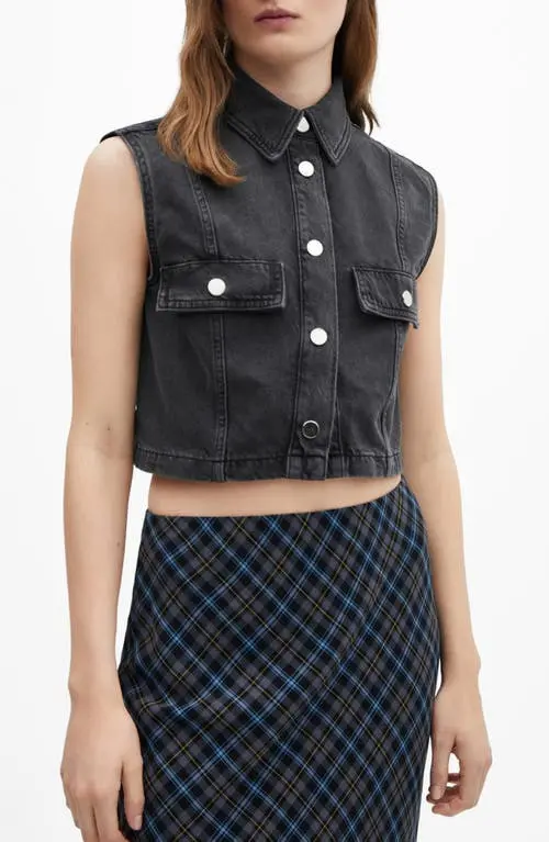 Mango Denim Crop Vest