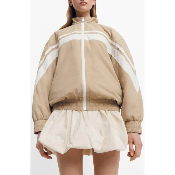 Mango Stripe Padded Oversized Bomber Jacket