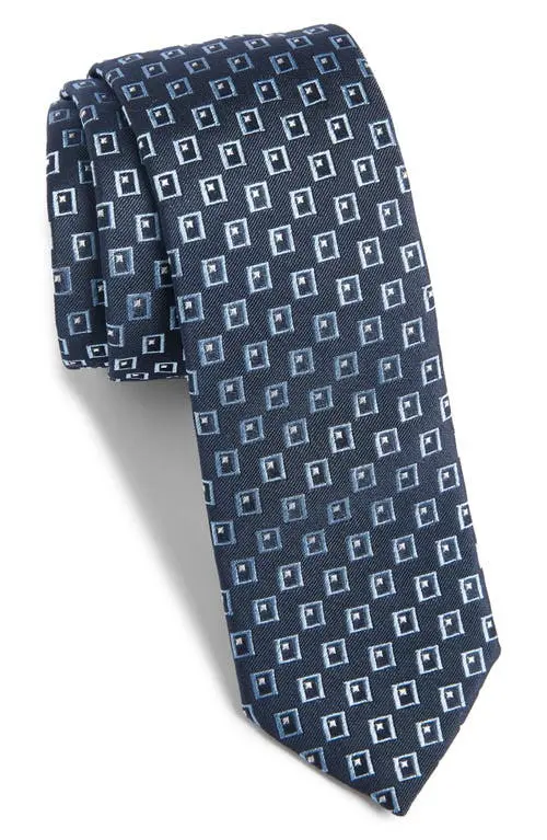 Hugo Boss Embroidered Silk Neck Tie - Navy