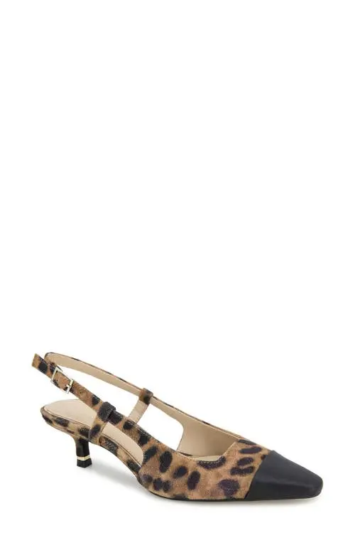 KENNETH COLE Martha Slingback Kitten Heel Pumps - Leopard Suede