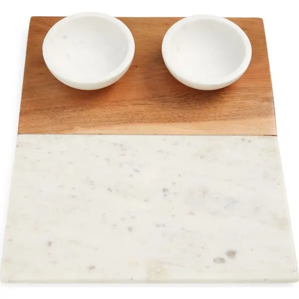 Nordstrom Marble & Acacia Wood Board & Serving Bowl Set