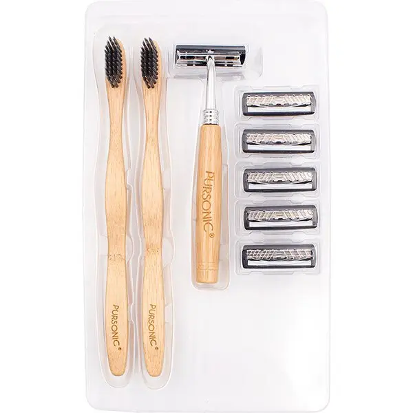 PURSONIC Eco Friendly Razor & Toothbrushes Combo Pack - Multicolor