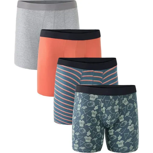 PACT Organic Cotton Extended Boxer Brief 4-pack - Touchdown