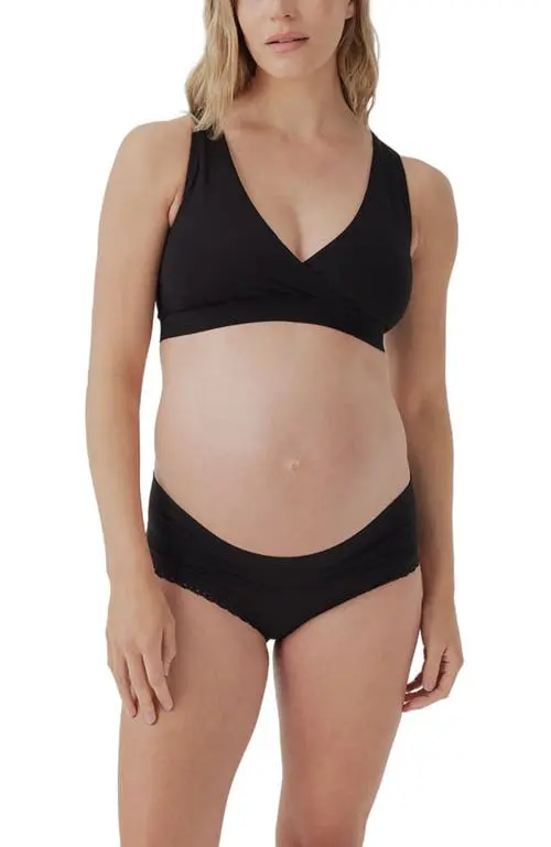 PACT Organic Cotton Maternity Foldover Hipster 4-pack - Black