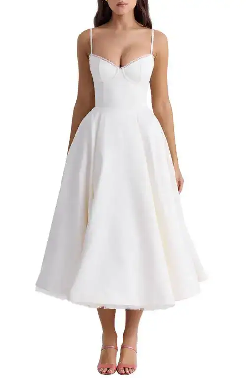 knee length dresses for ladies Mademoiselle midi dress- Blue – Chaud Tokyo