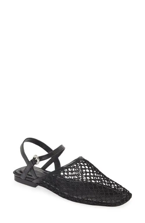 Staud Rete Slingback Flat - Black Netting