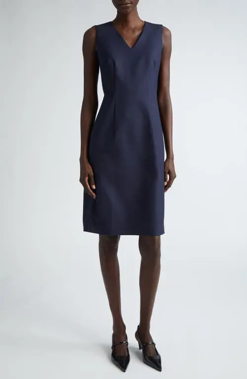 Lafayette 148 New York Stretch Wool V-neck Sheath Dress - Ink