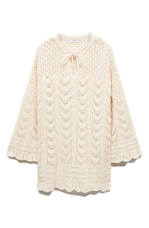 Mango Open Stitch Belted Flare Long Sleeve Minidress In Light Beige - 40%  Off | Editorialist
