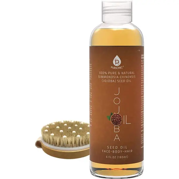 PURSONIC Beauty Bundle Golden Jojoba Oil & Bath Brush Massager - Multicolor