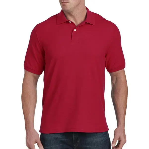 HARBOR BAY BY DXL Big & Tall Piqué Polo Shirt - Fuchsia Fedora