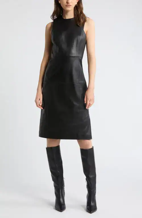 Nordstrom Paneled Leather Sheath Dress In Black - 55% Off | Editorialist