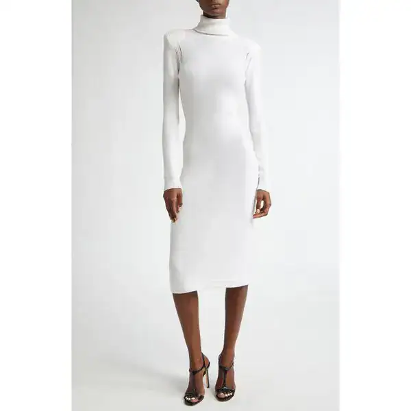 Tom Ford Turtleneck Cashmere Sweater Dress In Off White 75% Off