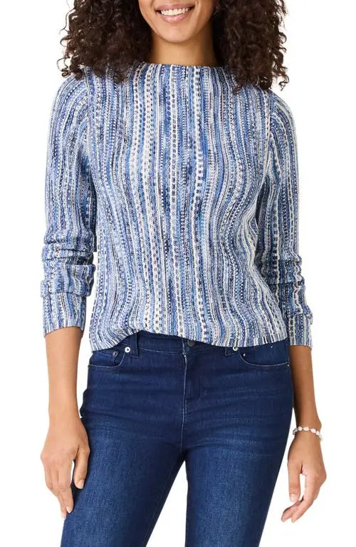 NIC+ZOE From The Top Stripe Sweater - Indigo Multi