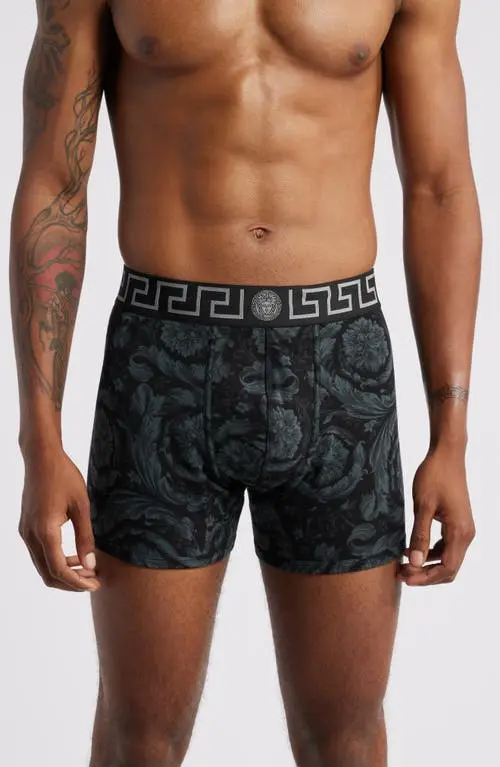 Versace Barocco Print Boxer Briefs - Black Grey