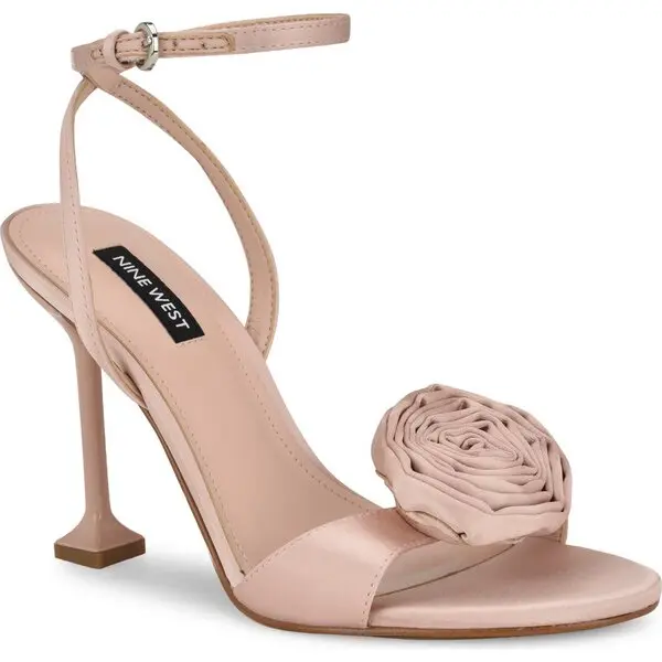 Nine West Neve Rosette Ankle Strap Sandal - Pink