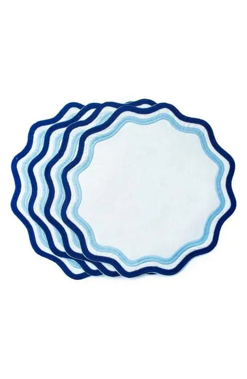 MISETTE Set Of 4 Stripe Linen Placemats - Light Blue