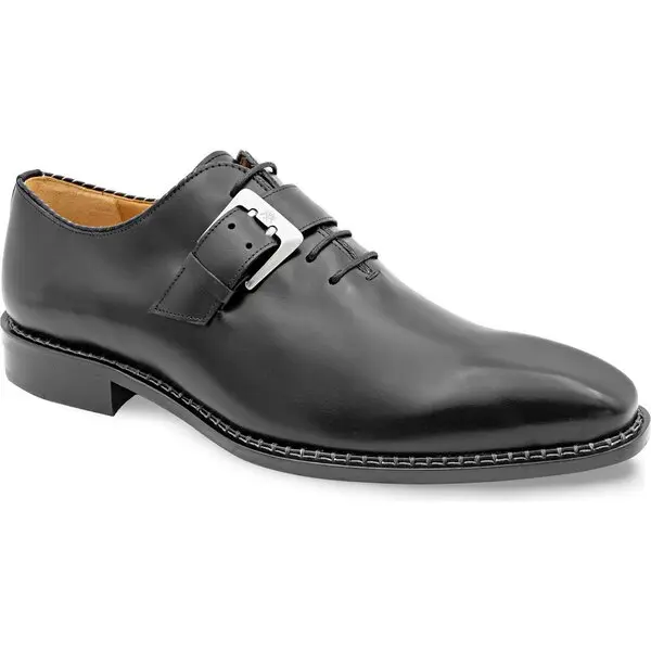 Mezlan Machado Buckle Strap Wholecut Shoe - Black