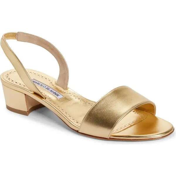 Manolo Blahnik Patopia Slingback Sandal - Gold