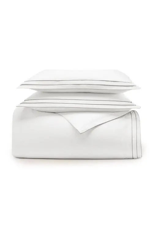 BOLL & BRANCH Signature Triple Pleat Duvet Cover & Sham Set - White/ Pewter