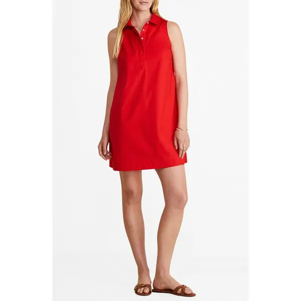 Vineyard Vines Sleeveless Cotton Poplin Minidress - Lighthouse Red