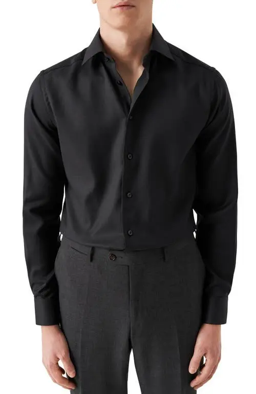 Eton Contemporary Fit Twill Dress Shirt - Black | Editorialist