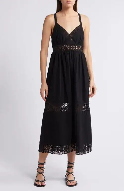 knee length dresses for ladies Baltic Born Womens Summerlin Lace Top Maxi Dress | Black main image 1