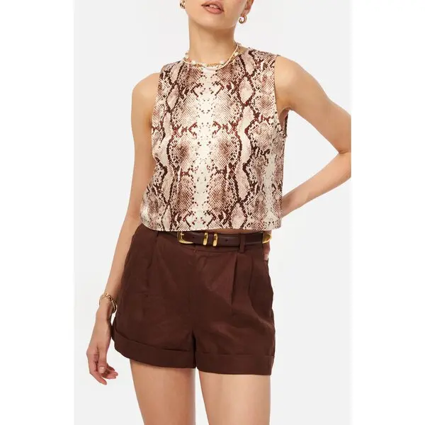 Cami Nyc Romilly Snakeskin Print Crop Top