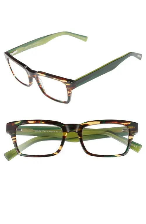 Eyebobs Fare N Square Square Reading Glasses - Green Tortoise