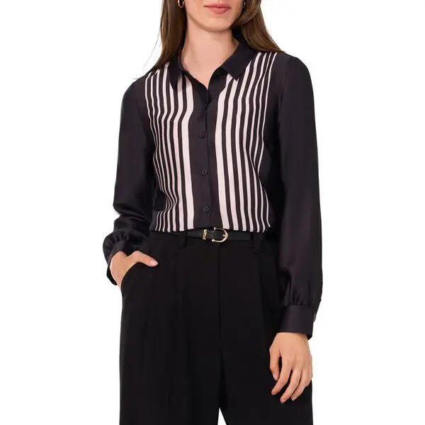 Halogen Geo Stripe Button-up Shirt