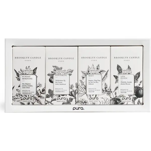 PURA X Brooklyn Candle 4-pack Studio Diffuser Fragrance Refills Set