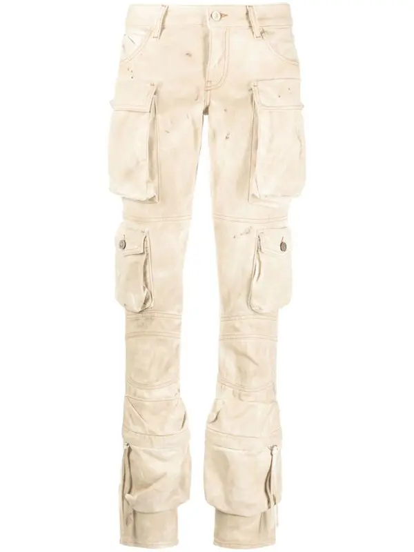 Attico Essie Marbled Cargo Trousers - Beige