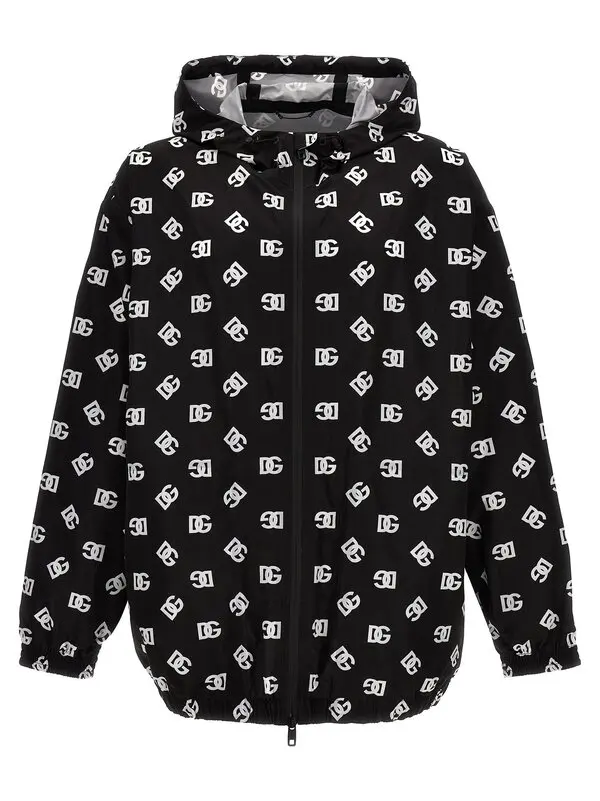 Dolce & Gabbana Logo Print Hooded Jacket - White/black