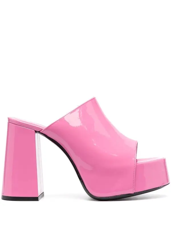 By Far Brad Patent Leather Mules - Fuchsia