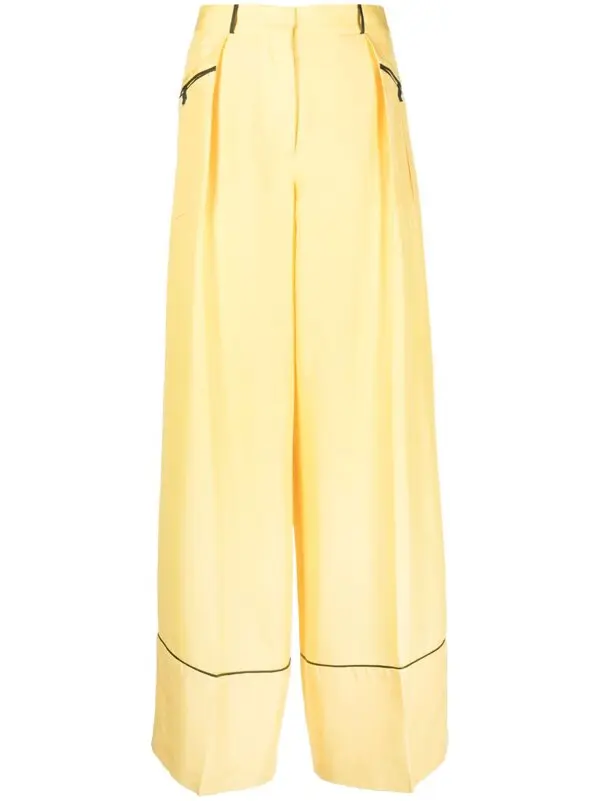 Bally Silk Wide-leg Trousers - Yellow