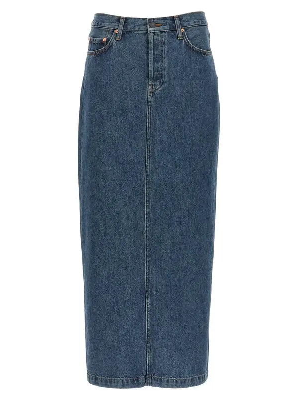 Wardrobe.NYC Column' Denim Midi Skirt - Blue