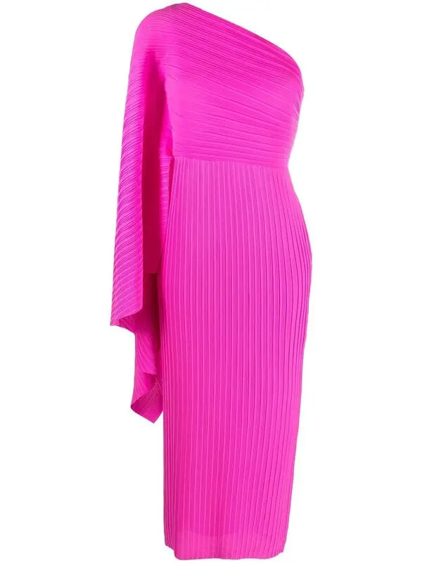 Solace London Lenna One-shoulder Midi Dress - Fuchsia