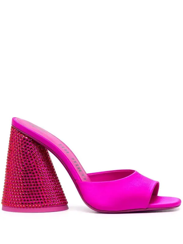 Attico Luz Crystal-embellished Mules - Fuchsia