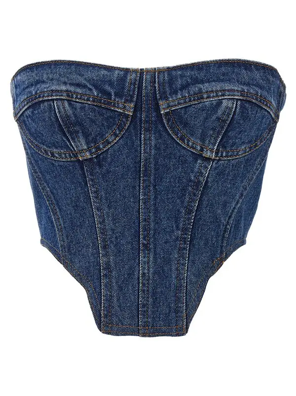 David Koma Denim Bustier Top - Blue