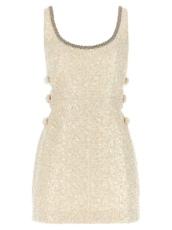 Self-Portrait Cream Boucle Cut Out Mini' Dress - White | Editorialist