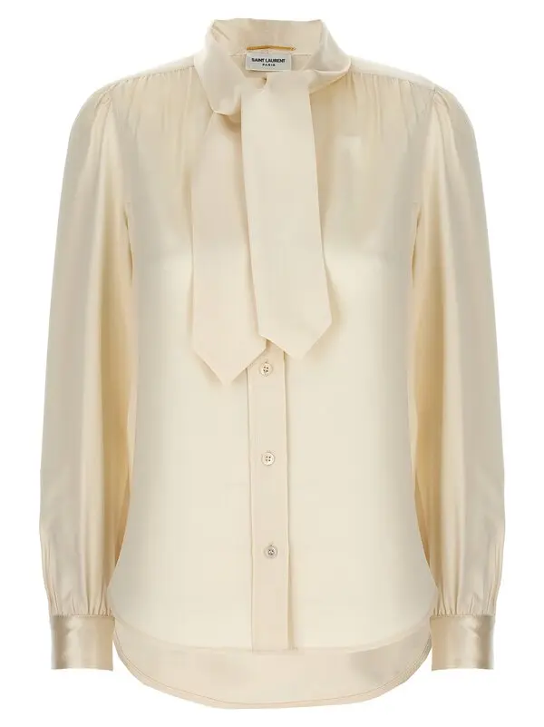 Saint Laurent Lavalliere Silk Shirt - White