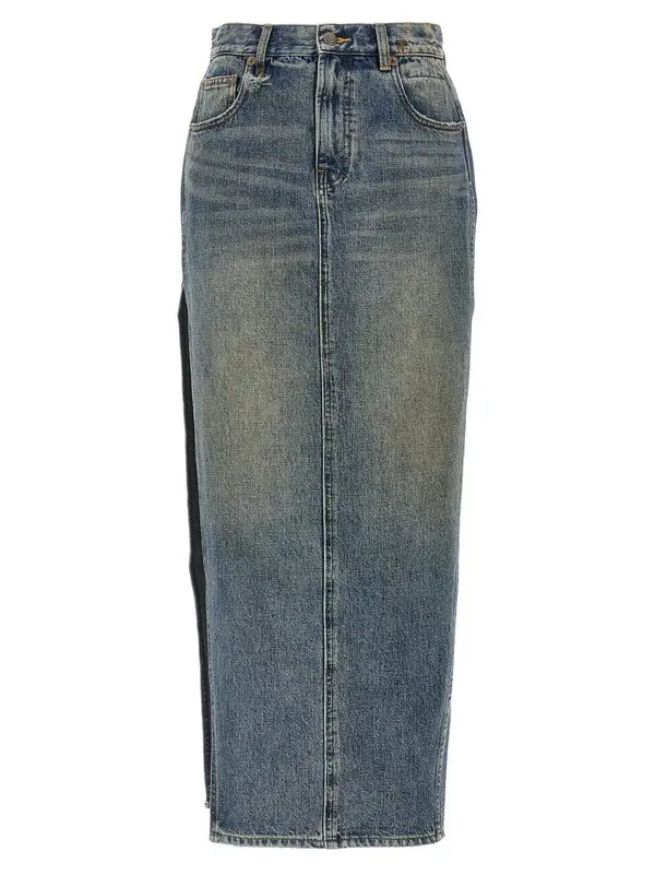 R13 Devon Side Slit Denim Skirt