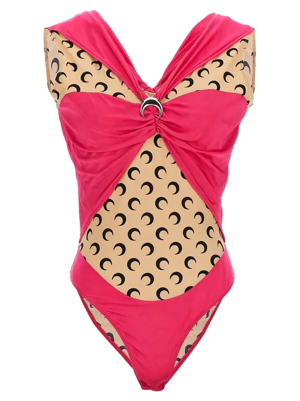 MARINE SERRE Logo Bodysuit - Fuchsia