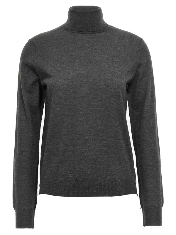 MAISON MARGIELA Stitching' Wool Turtleneck Sweater - Gray