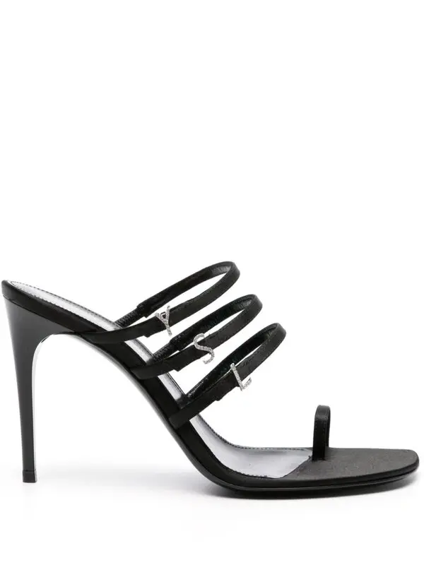 Saint Laurent Satin Heel Mules - Black