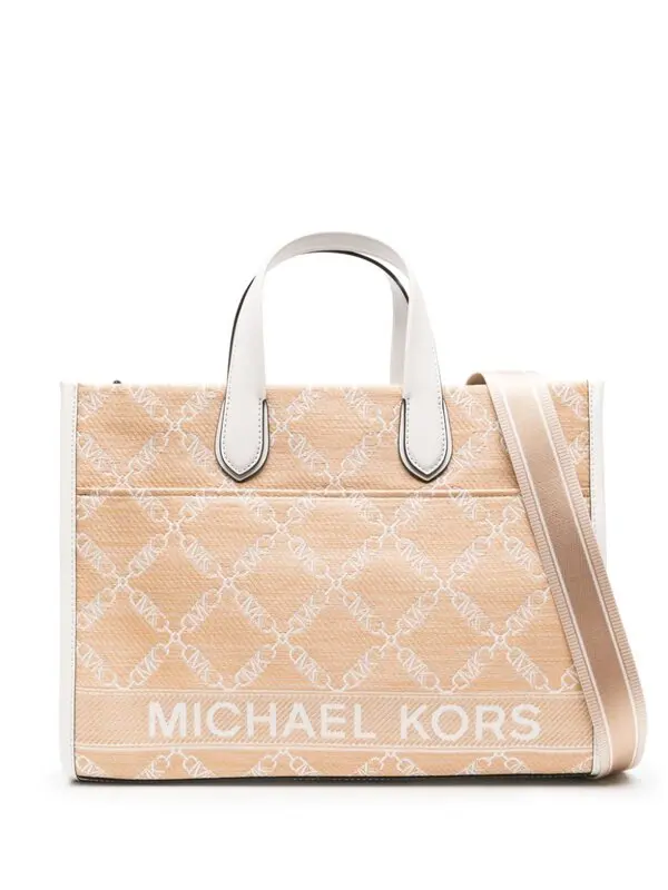 Michael Kors Gigi Rafia Large Tote Bag - Beige