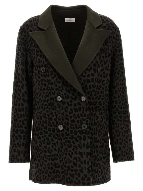 P.a.r.o.s.h Animal Print Double-breasted Blazer